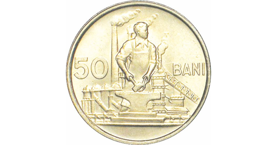 Semn diacritic pe monedă, 50 bani, România, 1955-1956