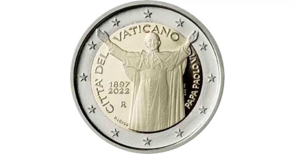 Papa Paul al VI-lea pe monedă comemorativă, 2 euro, Vatican, 2022