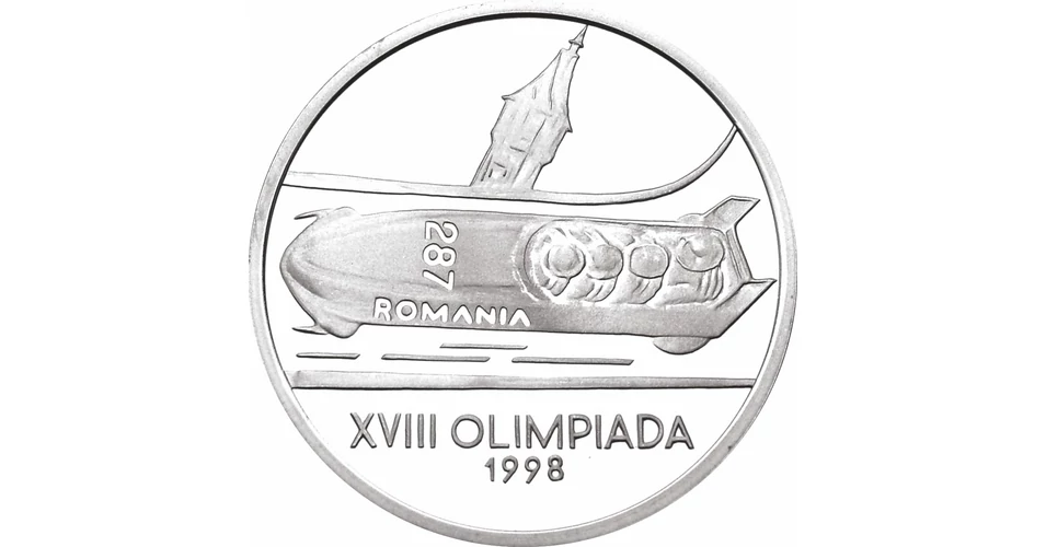 Echipajul de bob al României, 100 lei, argint, România, 1998