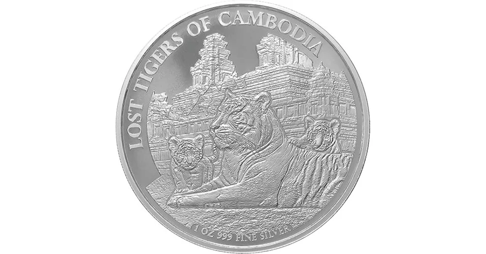 Tigrii pierduţi, 3000 riel, argint, Cambodgia, 2025